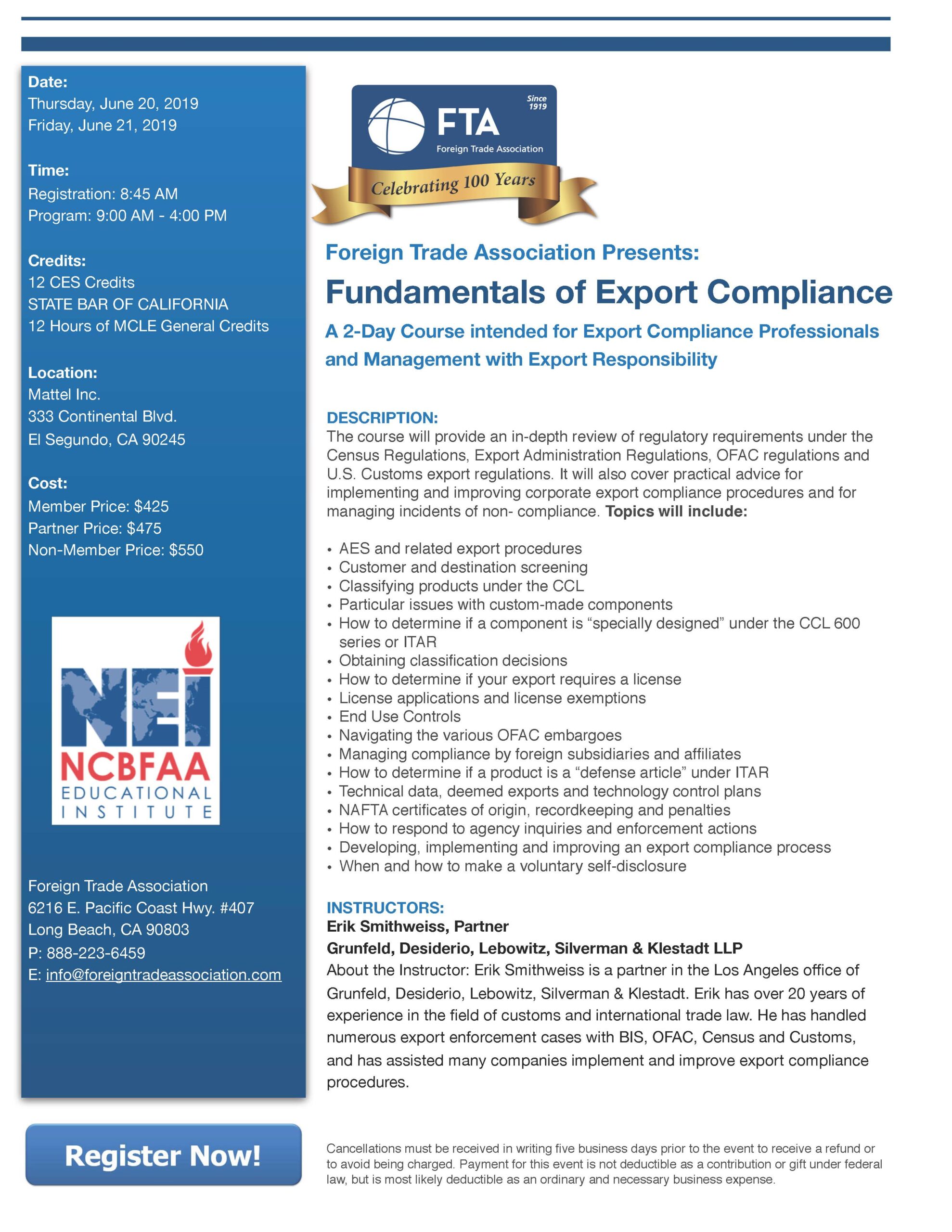 The Foreign Trade Association presents: 2-Day Course - Fundamentals of ...